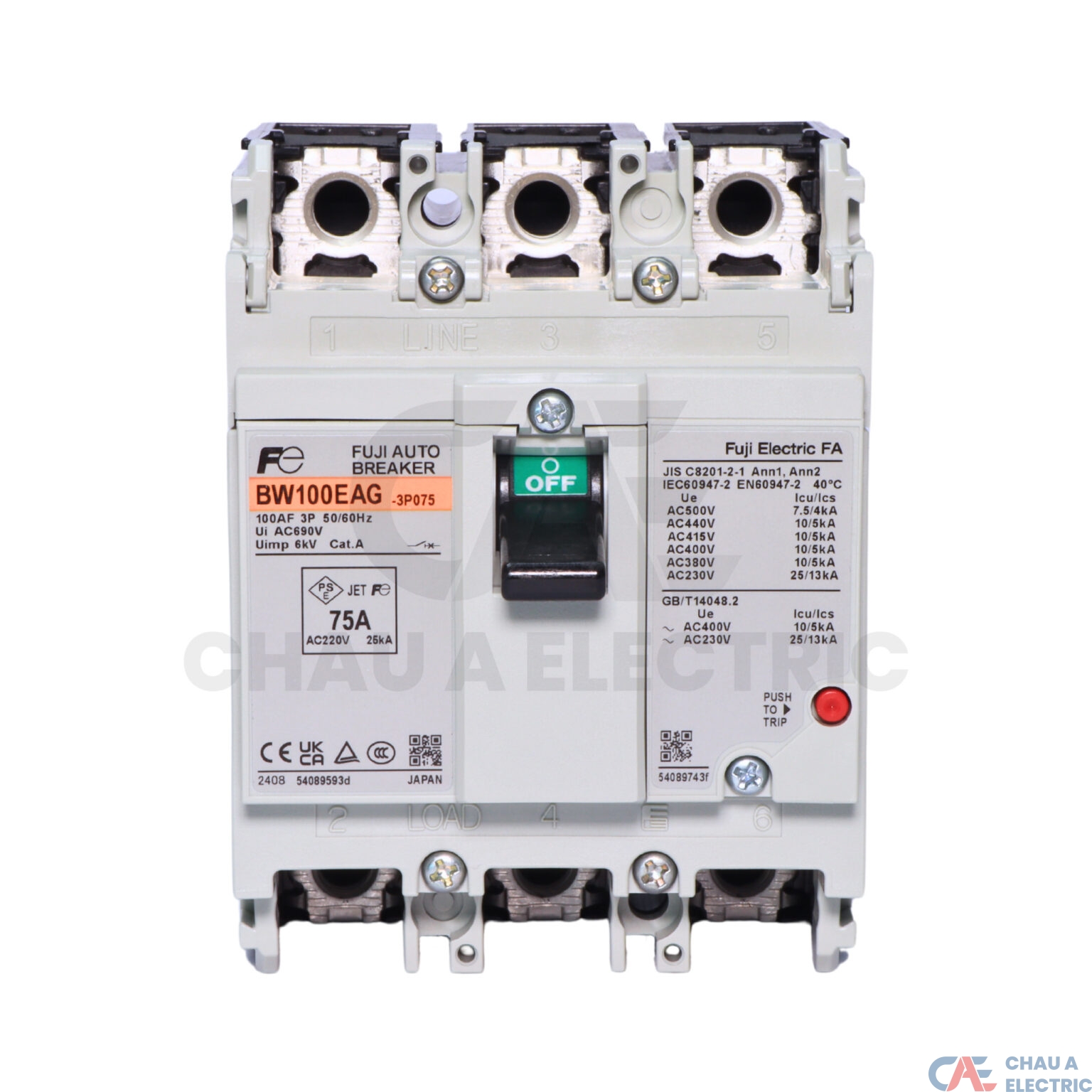 MCCB BW100EAG 3P 75A FUJI ELECTRIC - Điện Châu Á